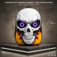 China Advanced Tech Hardshell Backpack - LED Skull Edition | Programmable Purple Eyes, Flame Design, Durable Travel Laptop Bag for sale