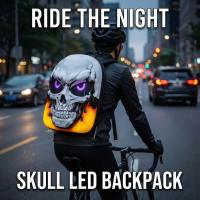 China Advanced Tech Hardshell Backpack - LED Skull Edition | Programmable Purple Eyes, Flame Design, Durable Travel Laptop Bag for sale