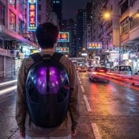 China Programmable LED Backpack with Waterproof ABS + PC Hard Shell and USB Power Bank Compatibility for Festivals and Safety for sale