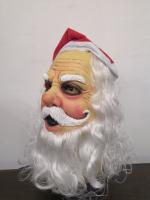 China Realistic Santa Claus Mask Full Head Latex with Hat Beard Adult Christmas Cosplay Party Prop for sale