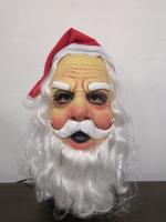 China Realistic Santa Claus Mask Full Head Latex with Hat Beard Adult Christmas Cosplay Party Prop for sale