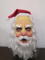 China Realistic Santa Claus Mask Full Head Latex with Hat Beard Adult Christmas Cosplay Party Prop for sale
