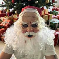China Realistic Santa Claus Mask Full Head Latex with Hat Beard Adult Christmas Cosplay Party Prop for sale