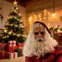 China Realistic Santa Claus Mask Full Head Latex with Hat Beard Adult Christmas Cosplay Party Prop for sale