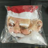 China Realistic Santa Claus Mask Full Head Latex with Hat Beard Adult Christmas Cosplay Party Prop for sale