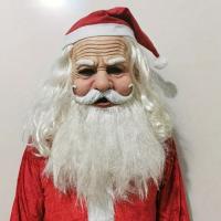 China Realistic Santa Claus Mask Full Head Latex with Hat Beard Adult Christmas Cosplay Party Prop for sale
