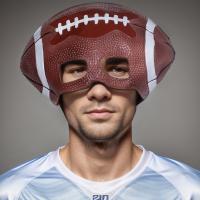 China Textured Football Fan Mask - Premium Pigskin Style Game Day Face Shield for Tailgates, Sports Cosplay & Superfan Accessories for sale