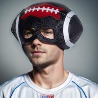 China Textured Football Fan Mask - Premium Pigskin Style Game Day Face Shield for Tailgates, Sports Cosplay & Superfan Accessories for sale