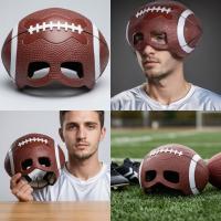China Textured Football Fan Mask - Premium Pigskin Style Game Day Face Shield for Tailgates, Sports Cosplay & Superfan Accessories for sale