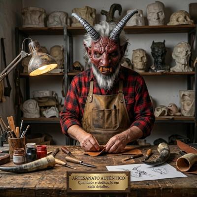 China Horror Devil Mask with Realistic Horns & Beard, Creepy Evil Demon Latex Headgear for Halloween Cosplay Costume Party Prop for sale