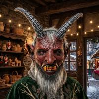 China Horror Devil Mask with Realistic Horns & Beard, Creepy Evil Demon Latex Headgear for Halloween Cosplay Costume Party Prop for sale