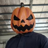 China Full Head Evil Jack-o'-Lantern Latex Mask, Spooky Pumpkin Headgear for Halloween for sale