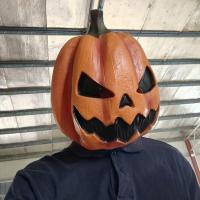 China Full Head Evil Jack-o'-Lantern Latex Mask, Spooky Pumpkin Headgear for Halloween for sale
