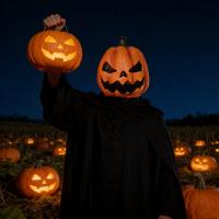 China Full Head Evil Jack-o'-Lantern Latex Mask, Spooky Pumpkin Headgear for Halloween for sale