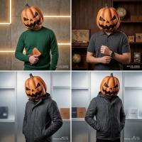China Full Head Evil Jack-o'-Lantern Latex Mask, Spooky Pumpkin Headgear for Halloween for sale