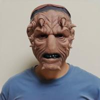 China Horned Demon Latex Mask Scary Orc Monster Headgear Creepy Devil Face Mask for Halloween Cosplay Party Masquerade Costume for sale