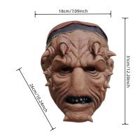 China Horned Demon Latex Mask Scary Orc Monster Headgear Creepy Devil Face Mask for Halloween Cosplay Party Masquerade Costume for sale