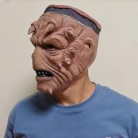 China Horned Demon Latex Mask Scary Orc Monster Headgear Creepy Devil Face Mask for Halloween Cosplay Party Masquerade Costume for sale