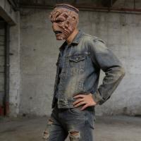 China Horned Demon Latex Mask Scary Orc Monster Headgear Creepy Devil Face Mask for Halloween Cosplay Party Masquerade Costume for sale