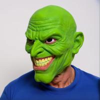 China Realistic Green Creepy Old Man Latex Mask, Sinister Grinning Villain Horror Mask for Halloween Cosplay Costume Party, Full Head Goblin Monster Mask for sale