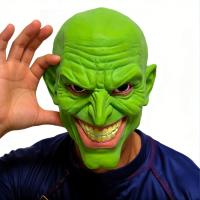 China Realistic Green Creepy Old Man Latex Mask, Sinister Grinning Villain Horror Mask for Halloween Cosplay Costume Party, Full Head Goblin Monster Mask for sale
