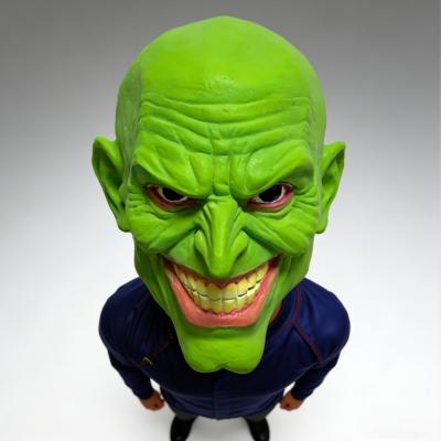 China Realistic Green Creepy Old Man Latex Mask, Sinister Grinning Villain Horror Mask for Halloween Cosplay Costume Party, Full Head Goblin Monster Mask for sale