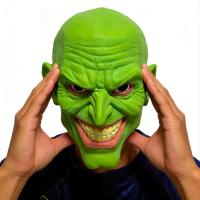 China Realistic Green Creepy Old Man Latex Mask, Sinister Grinning Villain Horror Mask for Halloween Cosplay Costume Party, Full Head Goblin Monster Mask for sale