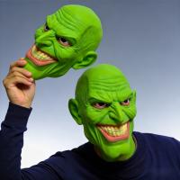 China Realistic Green Creepy Old Man Latex Mask, Sinister Grinning Villain Horror Mask for Halloween Cosplay Costume Party, Full Head Goblin Monster Mask for sale