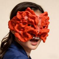 China Bloody Red Fungus Mask For Halloween, Horror Cosplay Prop Mask For Costume Party, Fungal Infected Latex Mask For Men & Women, Red, One Size for sale