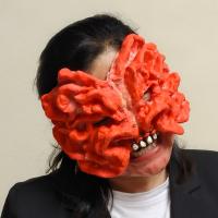 China Bloody Red Fungus Mask For Halloween, Horror Cosplay Prop Mask For Costume Party, Fungal Infected Latex Mask For Men & Women, Red, One Size for sale