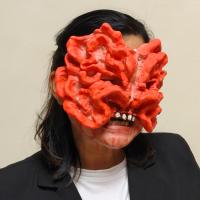 China Bloody Red Fungus Mask For Halloween, Horror Cosplay Prop Mask For Costume Party, Fungal Infected Latex Mask For Men & Women, Red, One Size for sale