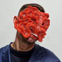 China Bloody Red Fungus Mask For Halloween, Horror Cosplay Prop Mask For Costume Party, Fungal Infected Latex Mask For Men & Women, Red, One Size for sale