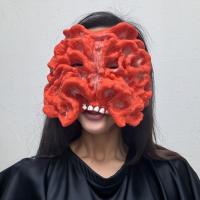 China Bloody Red Fungus Mask For Halloween, Horror Cosplay Prop Mask For Costume Party, Fungal Infected Latex Mask For Men & Women, Red, One Size for sale