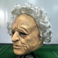 China Realistic Old Man Latex Mask with Fluffy White Hair Full Head Wrinkled Elderly Male Mask for Halloween Cosplay Party Prop for sale