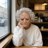 China Realistic Old Man Latex Mask with Fluffy White Hair Full Head Wrinkled Elderly Male Mask for Halloween Cosplay Party Prop for sale