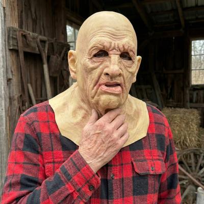 China Realistic Ultra-Creepy Wrinkled Old Man Latex Mask, Elderly Face Cover for Halloween Costume & Pranks for sale