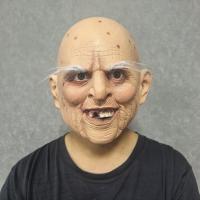 China Halloween Creepy Old Man Mask Realistic Latex Full Head Grandpa Mask with Wrinkles for Cosplay Party Prank Props for sale