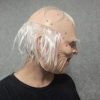 China Halloween Old Man Mask Creepy Grandpa Mask with White Hair realistic Latex Wrinkle Face Headpiece Funny Cosplay Props for sale