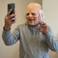 China Halloween Old Man Mask Creepy Grandpa Mask with White Hair realistic Latex Wrinkle Face Headpiece Funny Cosplay Props for sale