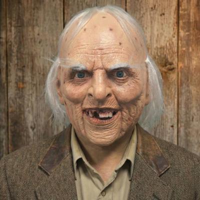 China Halloween Old Man Mask Creepy Grandpa Mask with White Hair realistic Latex Wrinkle Face Headpiece Funny Cosplay Props for sale
