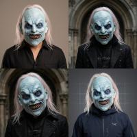 China Pale Ghoul Horror Latex Mask - Creepy Full Head Undead Monster Headpiece with White Hair for Halloween Costume & Cosplay Props for sale