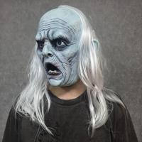 China Realistic Scary Zombie Mask with Long White Hair, Horror Undead Ghost Latex Full Face Mask for Halloween Cosplay Costume Party for sale