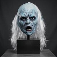 China Realistic Scary Zombie Mask with Long White Hair, Horror Undead Ghost Latex Full Face Mask for Halloween Cosplay Costume Party for sale