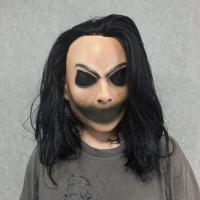 China Creepy Slasher Mask with Black Long Hair, Realistic Faceless Killer Latex Mask for Halloween Cosplay Horror Costume Party for sale