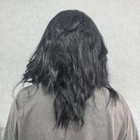 China Creepy Slasher Mask with Black Long Hair, Realistic Faceless Killer Latex Mask for Halloween Cosplay Horror Costume Party for sale