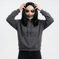 China Creepy Slasher Mask with Black Long Hair, Realistic Faceless Killer Latex Mask for Halloween Cosplay Horror Costume Party for sale