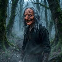 China Scary Evil Witch Mask with Long Grey Hair, Realistic Old Hag Latex Mask for Halloween Cosplay Horror Costume Props for sale