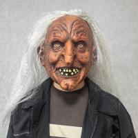 China Terrifying Witch Mask - Long Grey Hair & Wrinkled Skin for Halloween Cosplay for sale