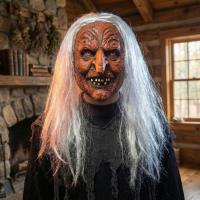 China Terrifying Witch Mask - Long Grey Hair & Wrinkled Skin for Halloween Cosplay for sale