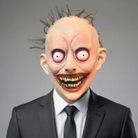 China Creepy Smiling Monster Mask Horror Full Head Latex Scary Ghost Face with Hair for Halloween Cosplay Costume Party Props for sale